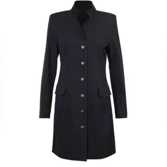CAbi | Jackets & Coats | Cabi Jacket Womens Mediumblack Snap Front Long ...